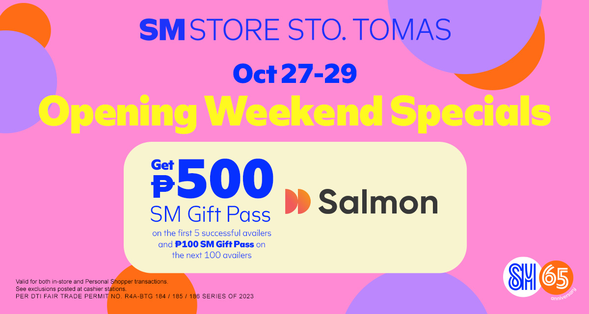 FREE SM Gift Pass with Salmon – SM Store Santo Tomas
